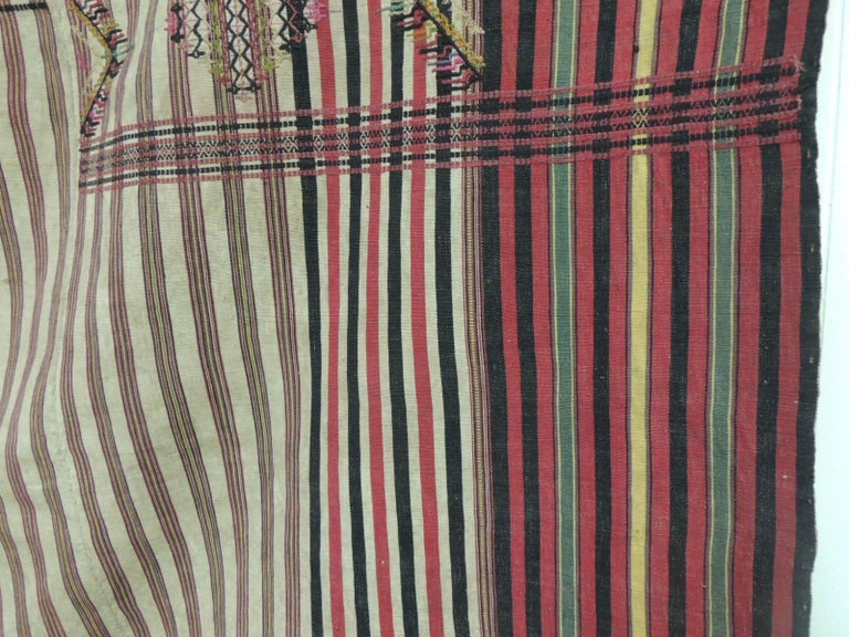 Large Antique Red Stripes Embroidered Turkish Panel For Sale at 1stDibs