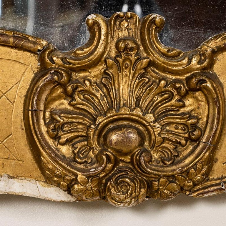 Large Antique Rococo Gold Gilt Mirror with Flowers and Stars from ...