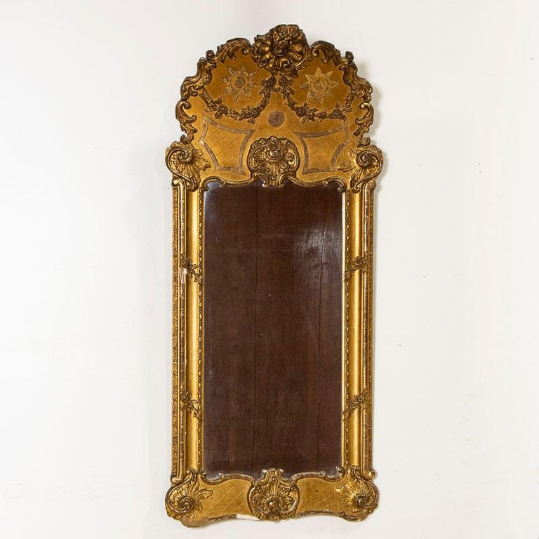 Large Antique Rococo Gold Gilt Mirror with Flowers and Stars from ...