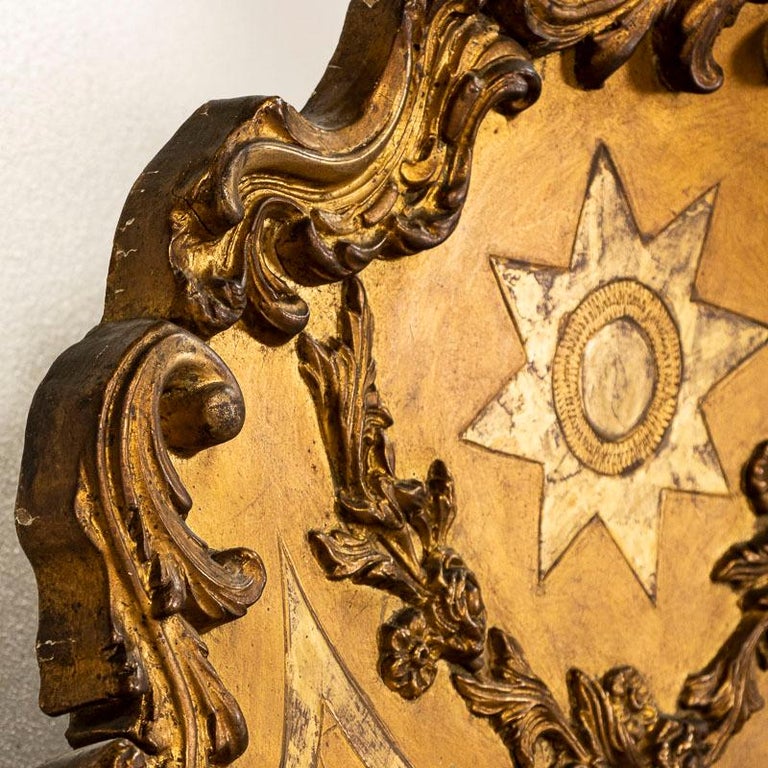 Large Antique Rococo Gold Gilt Mirror with Flowers and Stars from ...