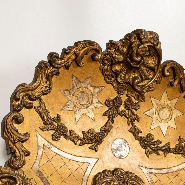 Large Antique Rococo Gold Gilt Mirror with Flowers and Stars from ...