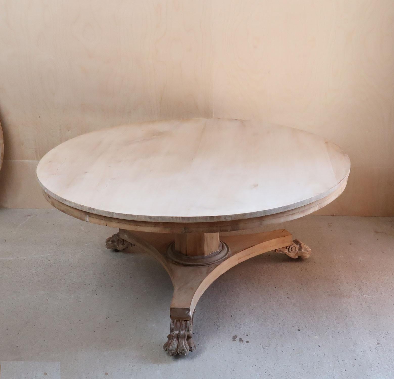 Large Antique Round Bleached Coffee Table in Palladian Style, C.1835 ...