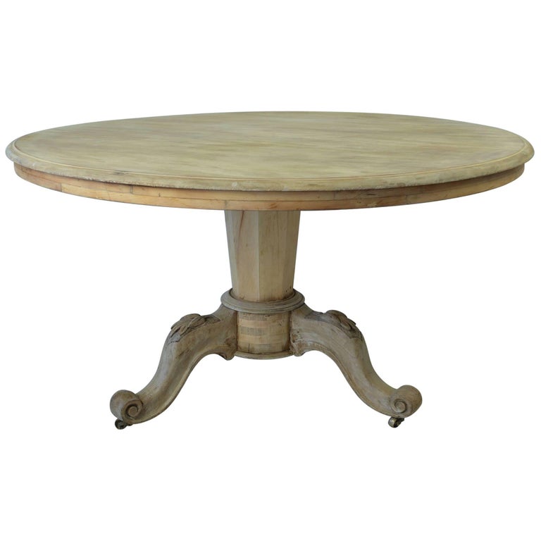 Large Antique Round Bleached Mahogany Table, English, Early 19th ...