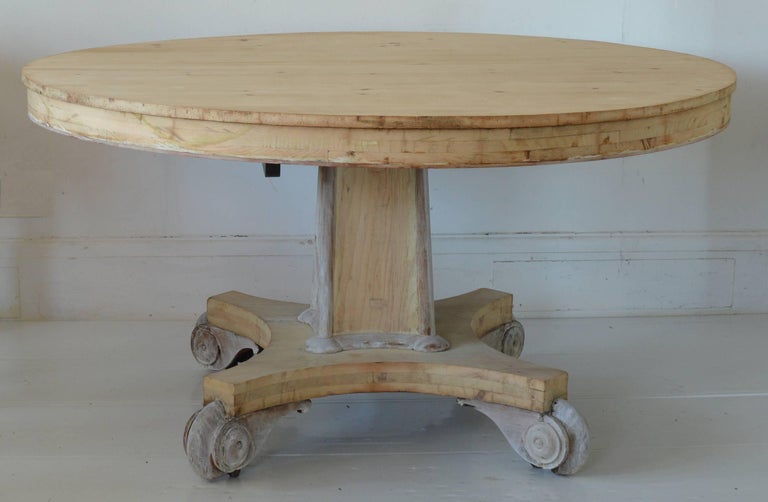 Large Antique Round Bleached Pine Table, English, Early 19th Century at ...