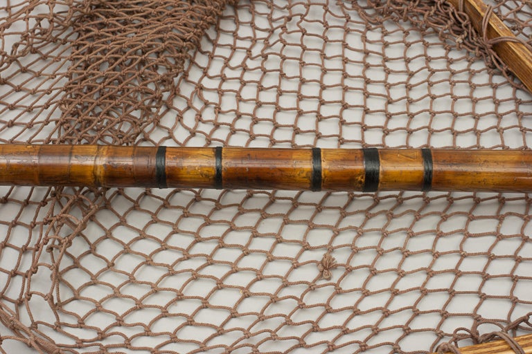 Large Antique Salmon Fishing Net, Landing Net, Bamboo Handle at 1stDibs