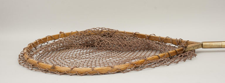 Large Antique Salmon Fishing Net, Landing Net, Bamboo Handle at 1stDibs