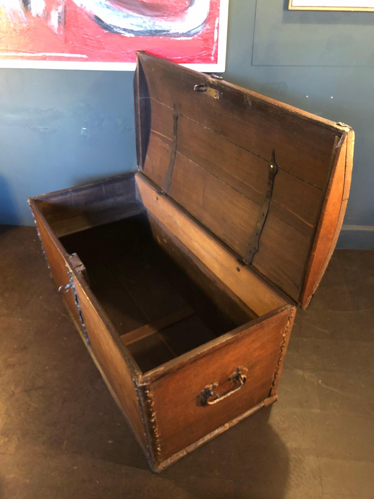 Large Antique Scandinavian Oak Trunk, 18th-19th Century at 1stDibs