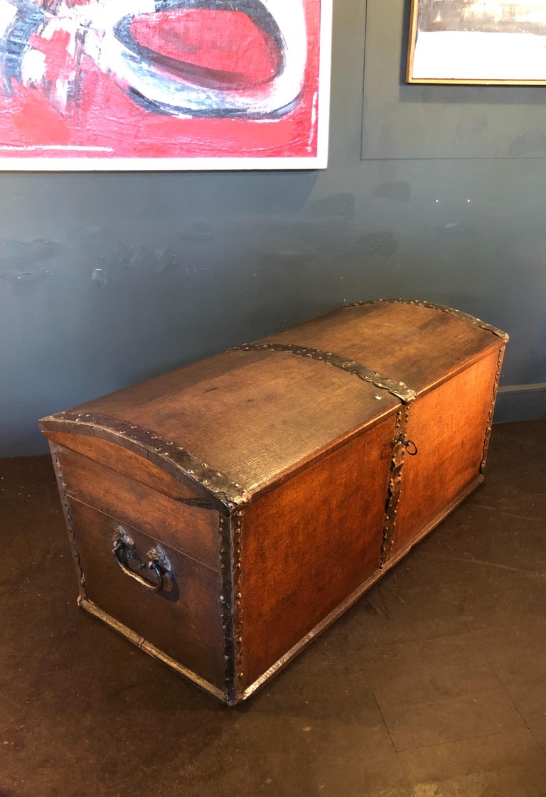 Large Antique Scandinavian Oak Trunk, 18th-19th Century at 1stDibs