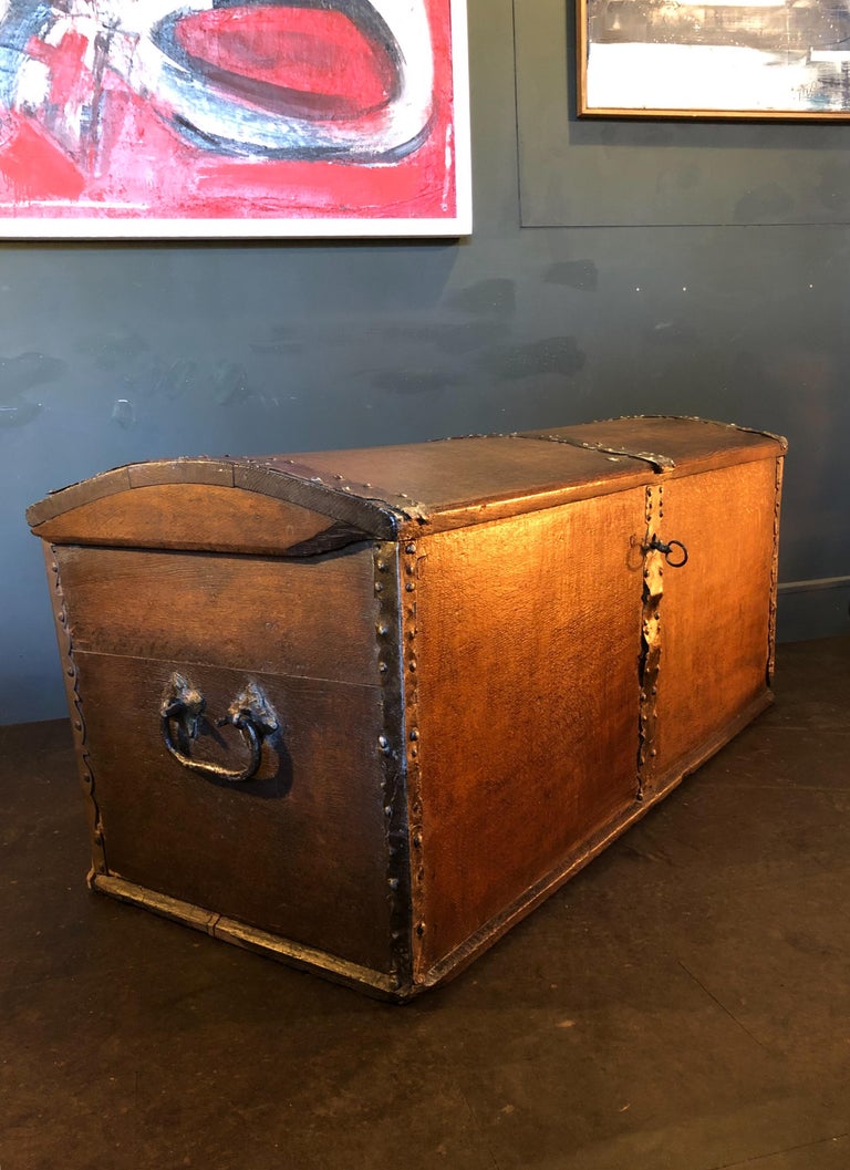 Large Antique Scandinavian Oak Trunk, 18th-19th Century at 1stDibs