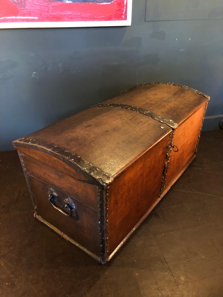 Large Antique Scandinavian Oak Trunk, 18th-19th Century at 1stDibs