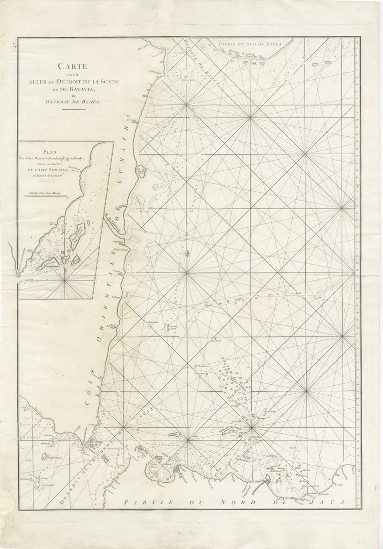 Large Antique Sea Chart of the south-eastern coast of Sumatra, Indonesia For Sale at 1stDibs