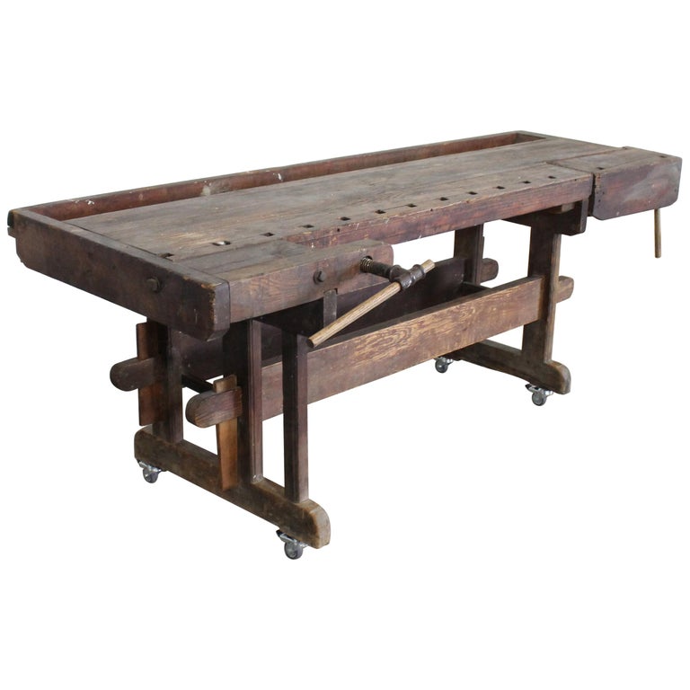 Large Antique Shaker Cabinet Makers Workbench, circa 1800s For Sale at ...