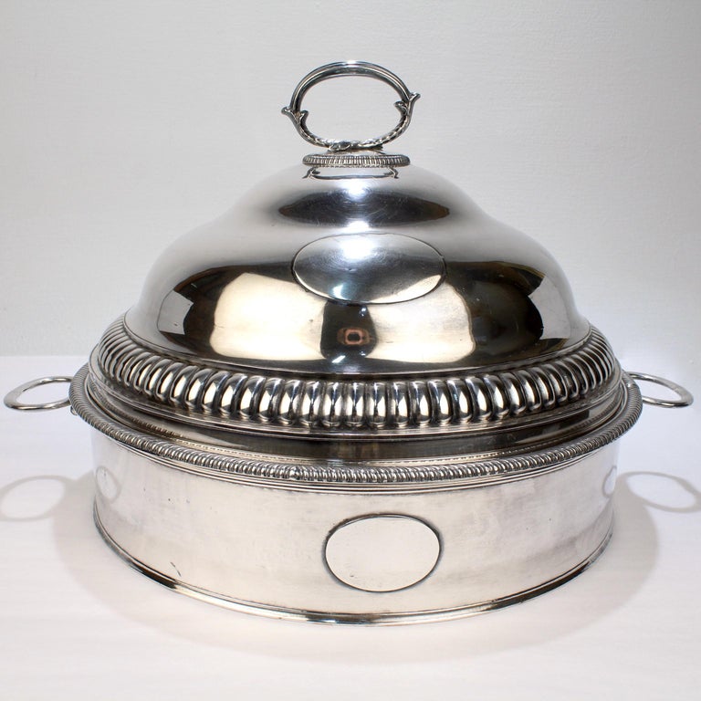 Large Antique Sheffield Silver Plate Divided Serving Tureen and Dome ...