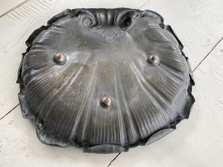 Large Antique Shell Metal Dish or Platter For Sale at 1stDibs