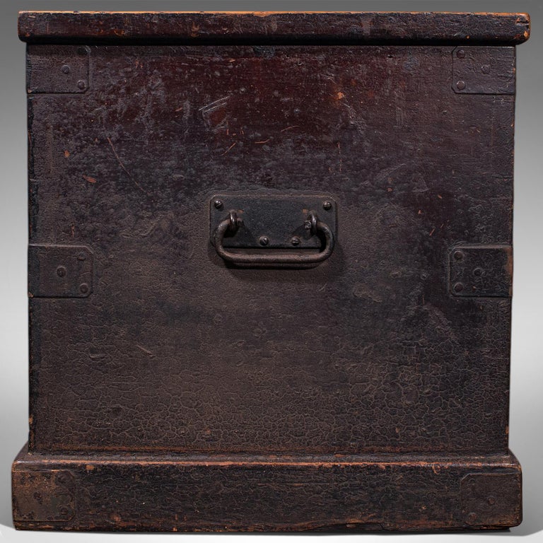 Large Antique Shipping Trunk, English, Pine, Travel, Tool Chest ...