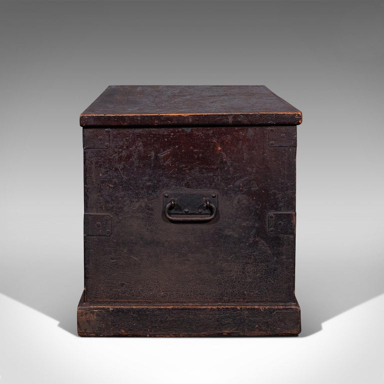 Large Antique Shipping Trunk, English, Pine, Travel, Tool Chest ...