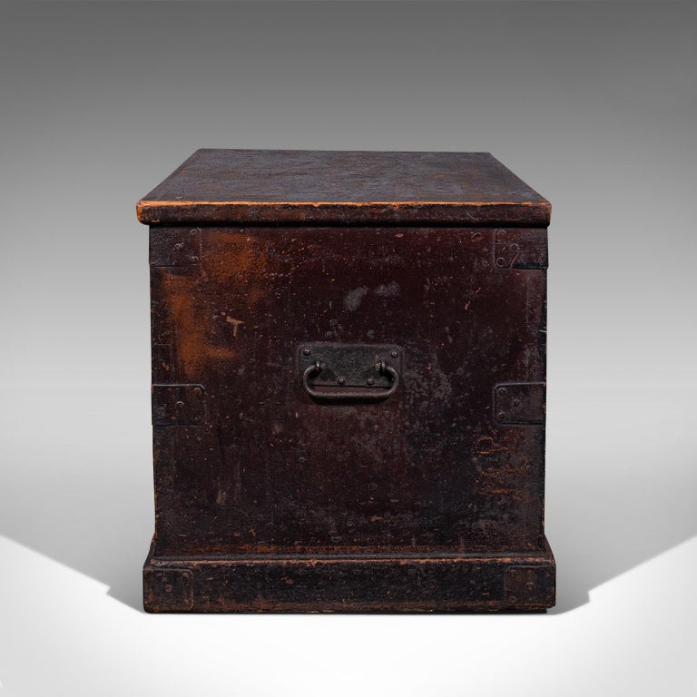Large Antique Shipping Trunk, English, Pine, Travel, Tool Chest ...