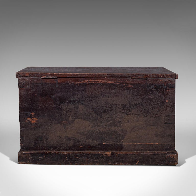 Large Antique Shipping Trunk, English, Pine, Travel, Tool Chest ...