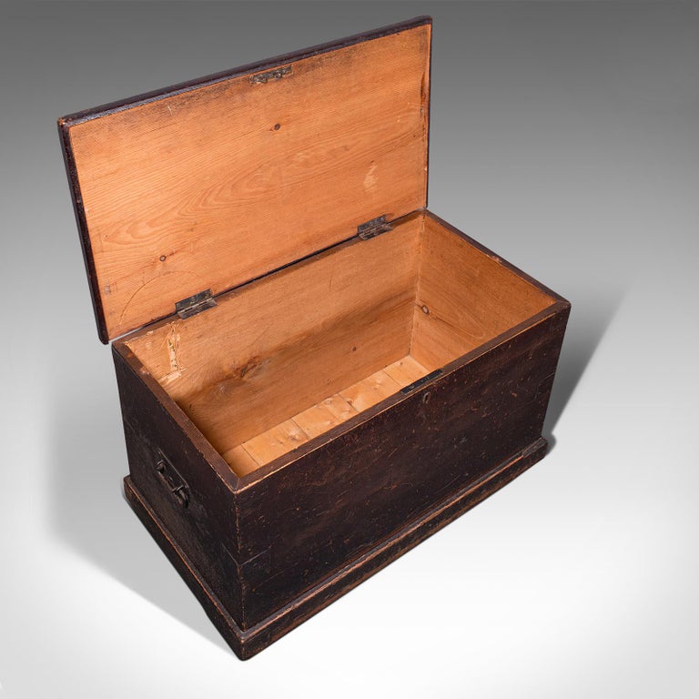 Large Antique Shipping Trunk, English, Pine, Travel, Tool Chest ...