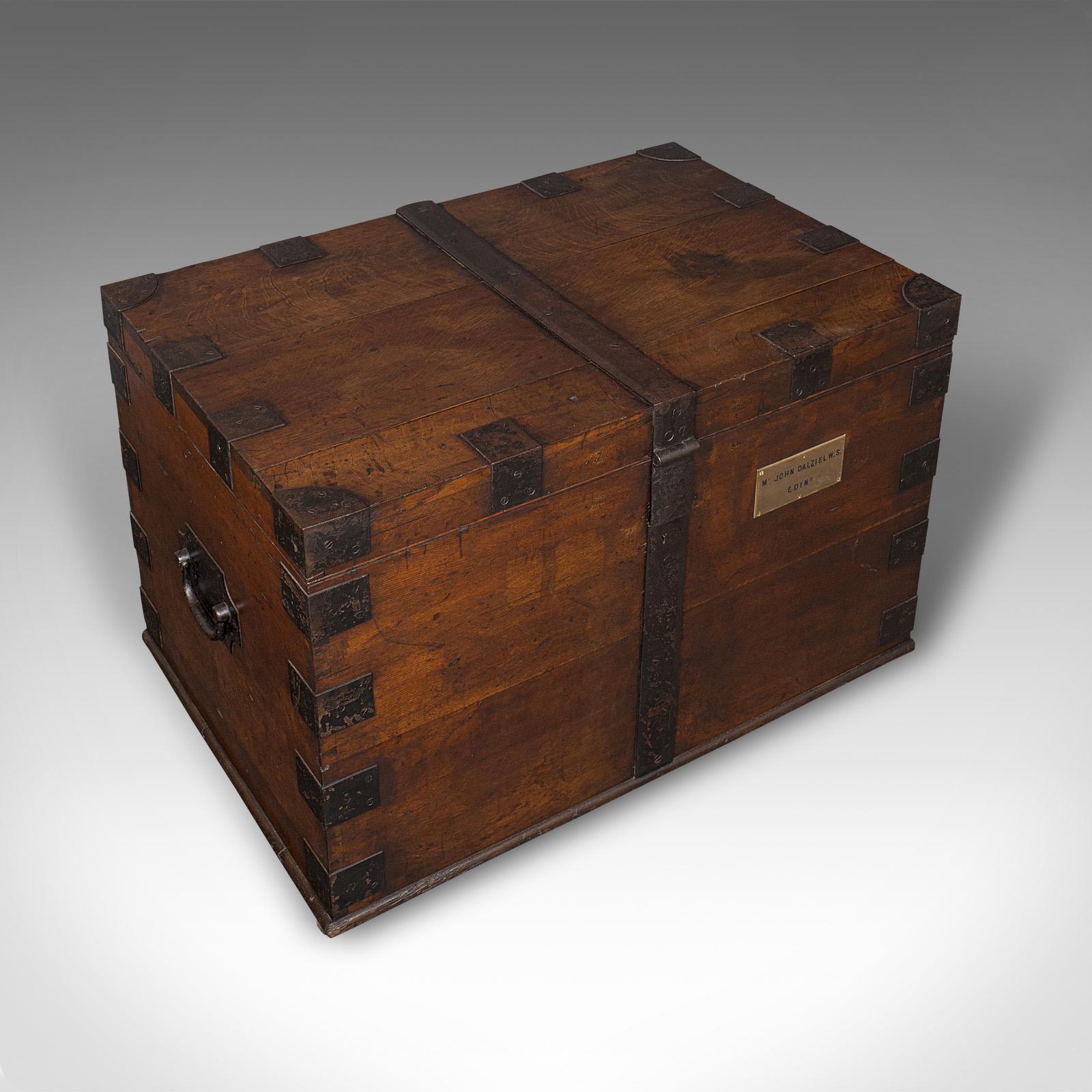 Large Antique Silver Chest, Scottish, Oak, Iron, Heavy Trunk, Victorian ...