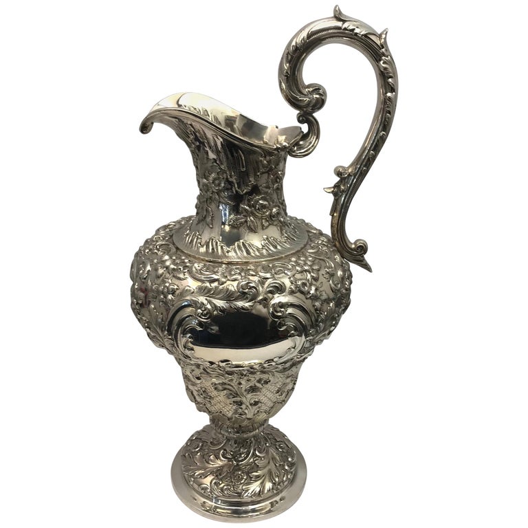 Large Antique Silver Ewer/Jug For Sale at 1stDibs
