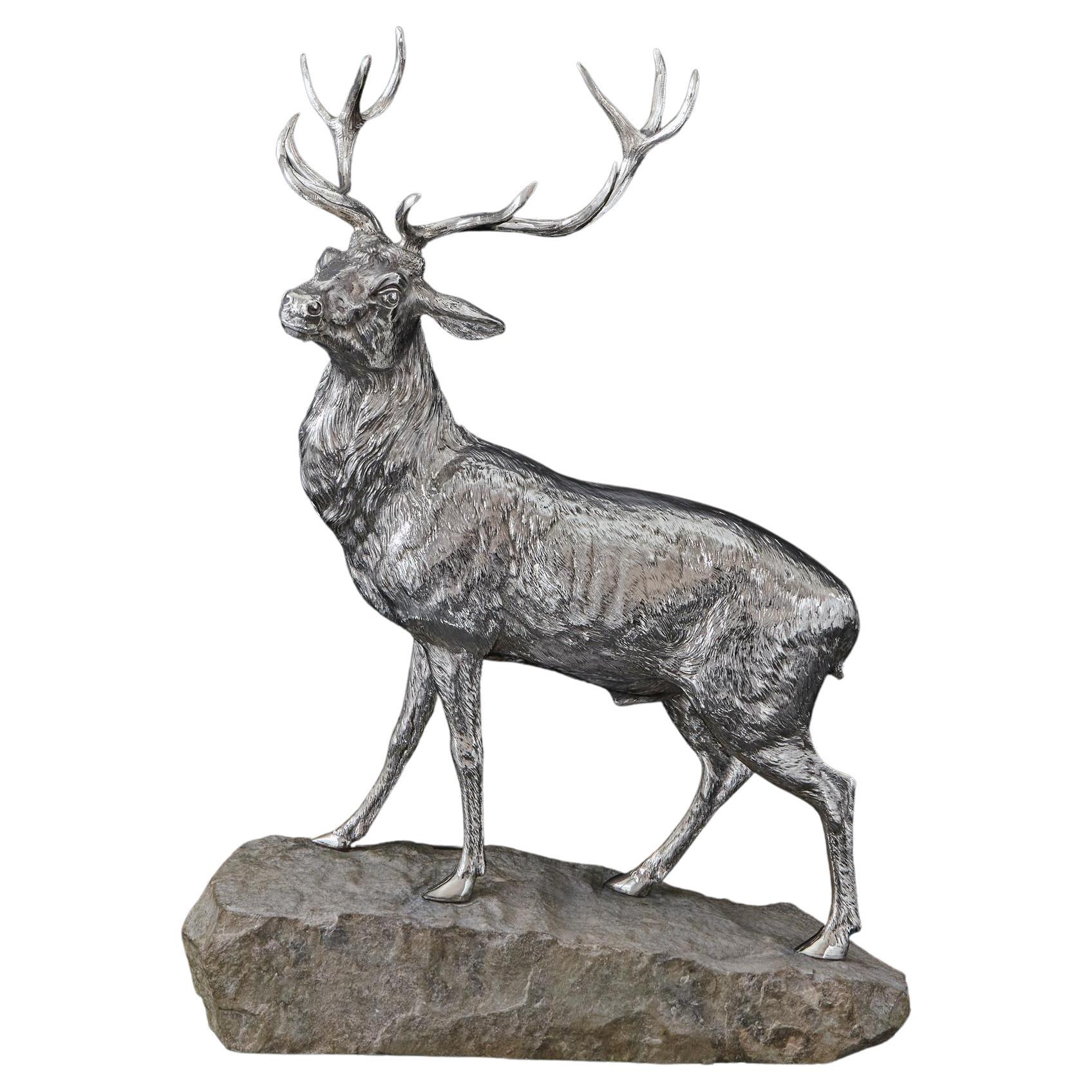 Large Sterling Silver Stag at 1stDibs