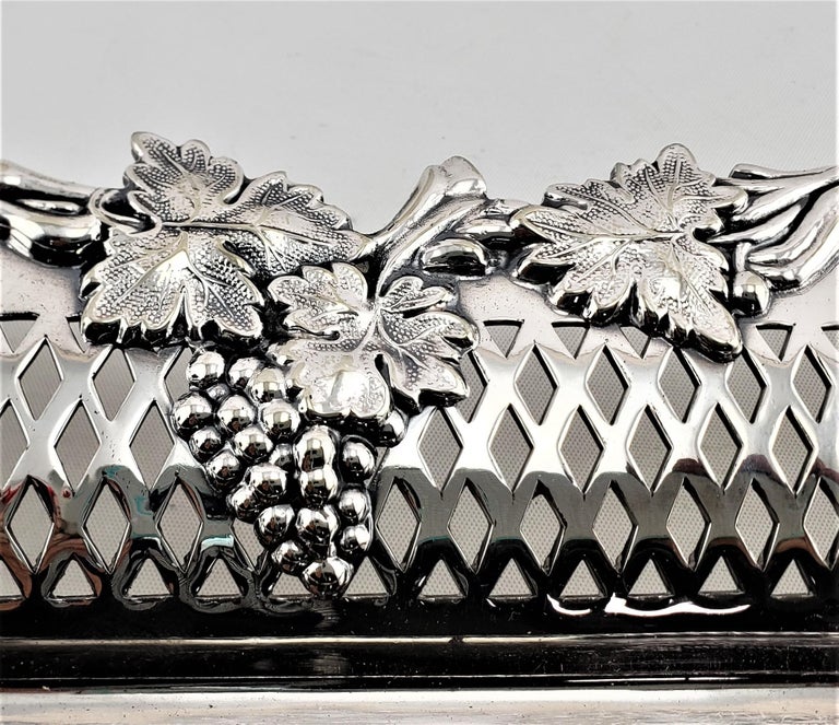 Large Antique Silver Plated Serving Tray with Pierced, Grape and Vine ...