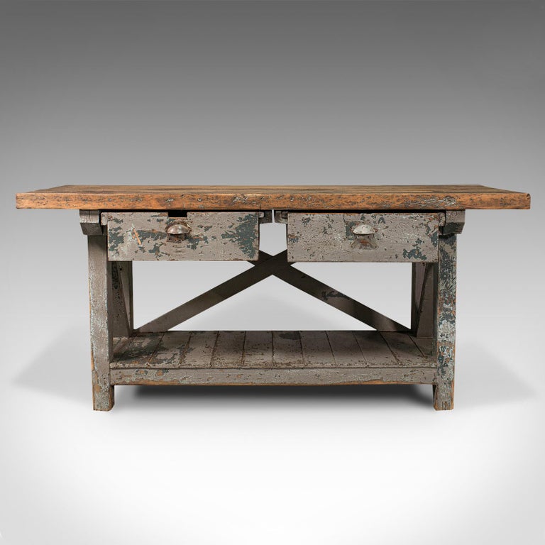 Large Antique Silversmith's Bench, English, Pine, Craftsman's Table ...