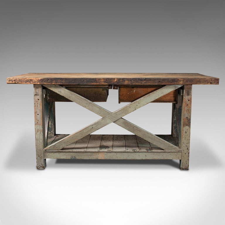 Large Antique Silversmith's Bench, English, Pine, Craftsman's Table ...