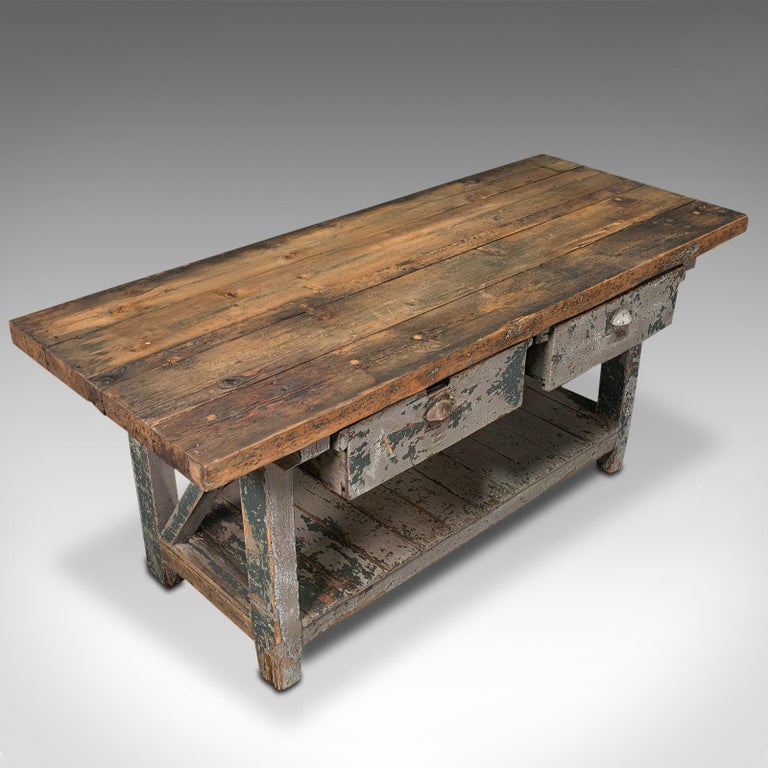 Large Antique Silversmith's Bench, English, Pine, Craftsman's Table ...