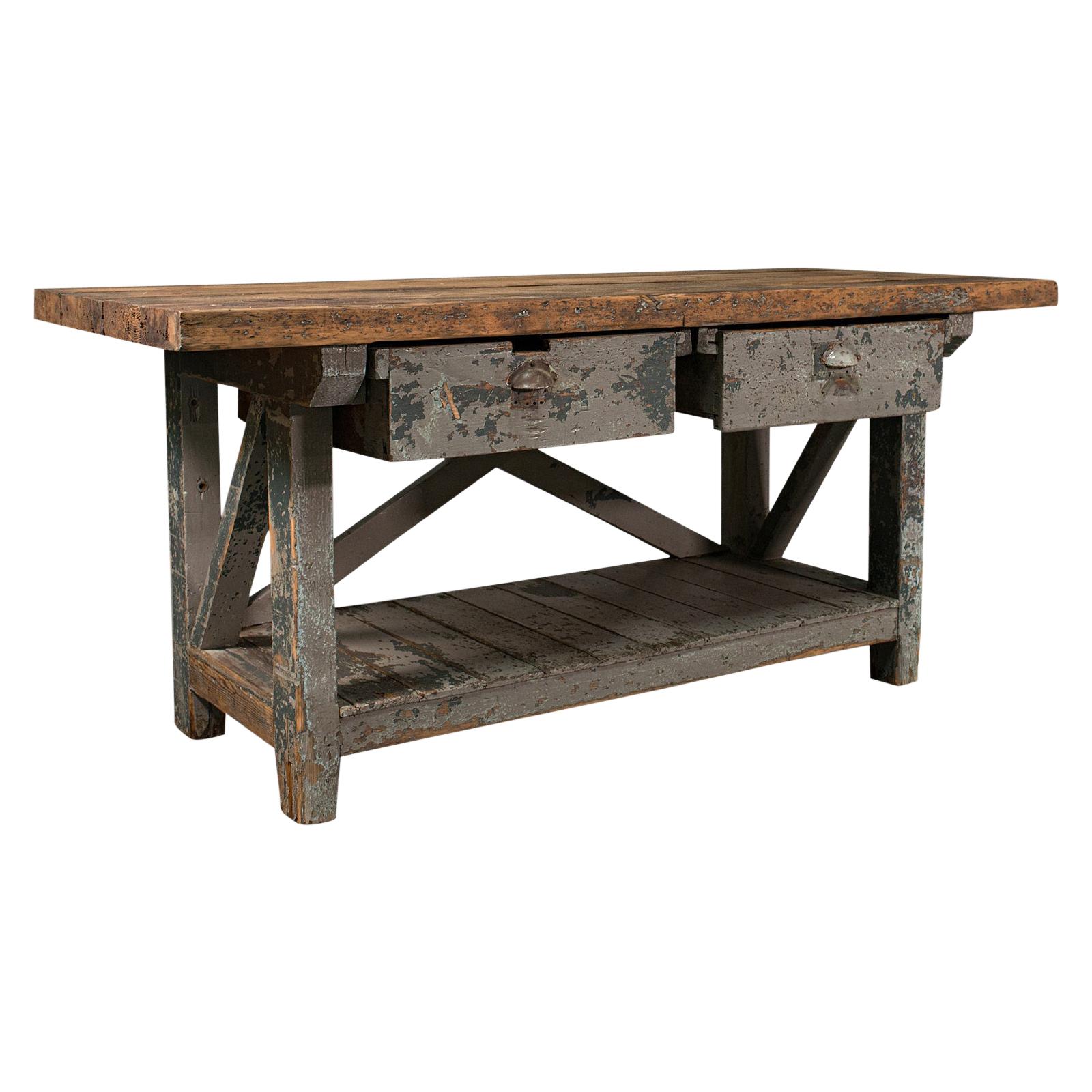 Large Antique Silversmith's Bench, English, Pine, Craftsman's Table ...
