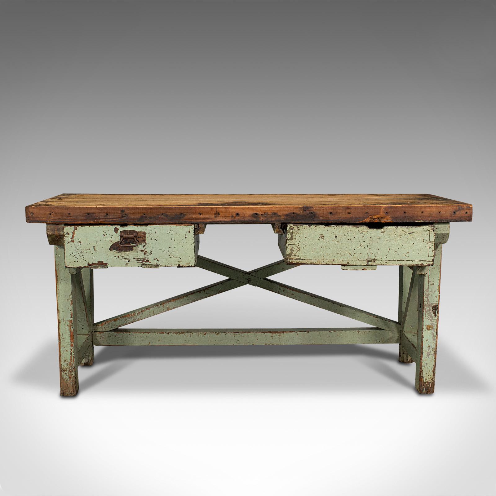 Large Antique Silversmith's Table, English, Pine, Industrial, Bench ...