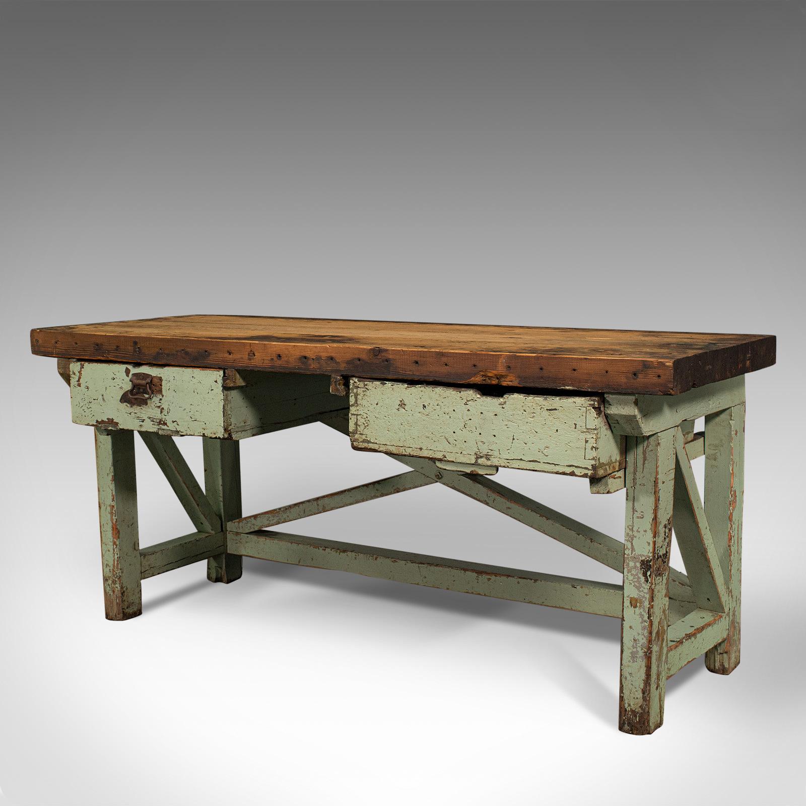 Large Antique Silversmith's Table, English, Pine, Industrial, Bench ...
