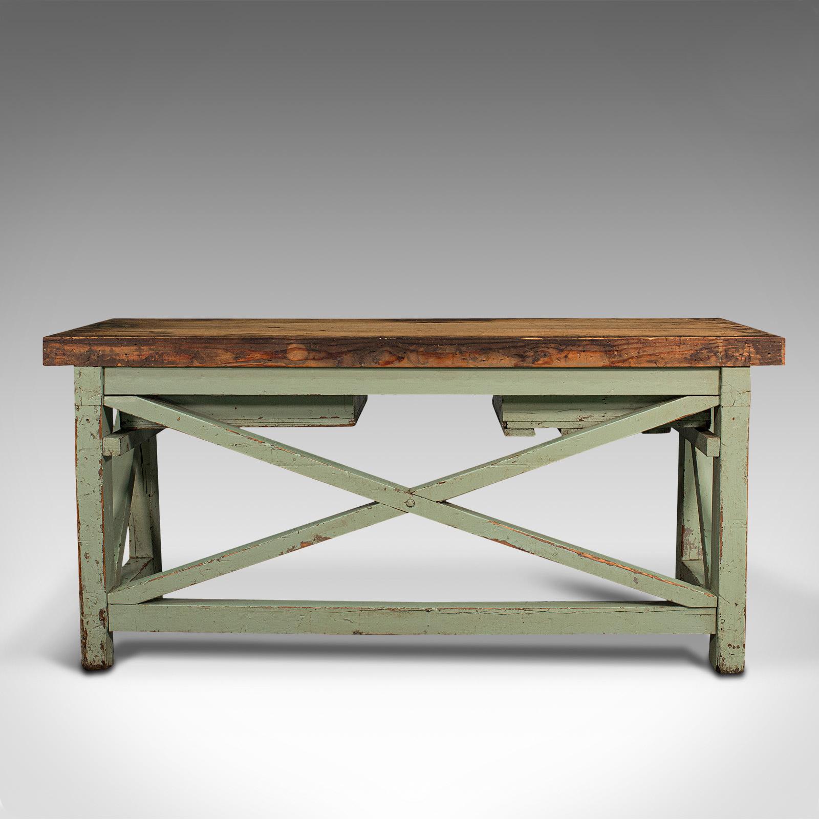 Large Antique Silversmith's Table, English, Pine, Industrial, Bench ...