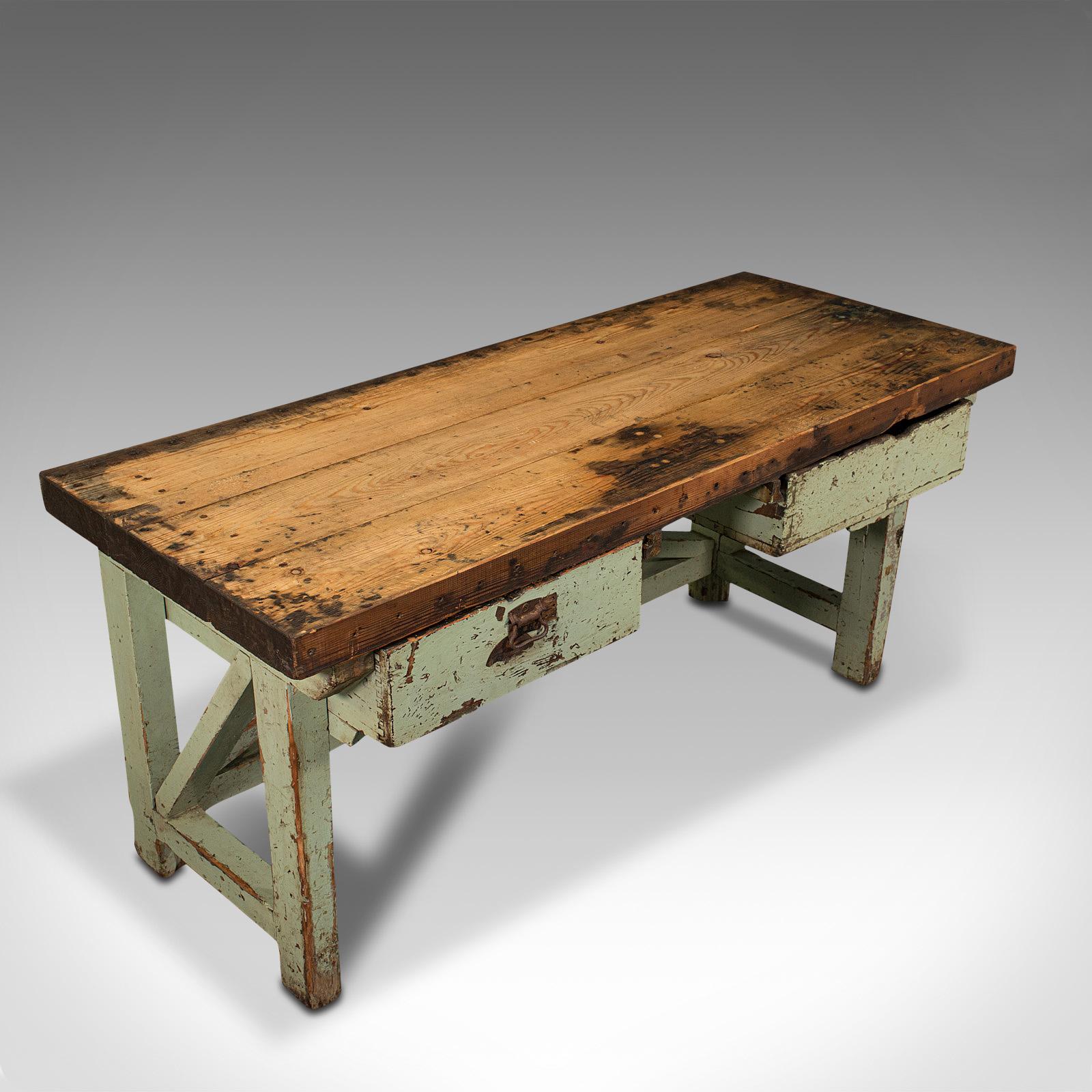 Large Antique Silversmith's Table, English, Pine, Industrial, Bench ...