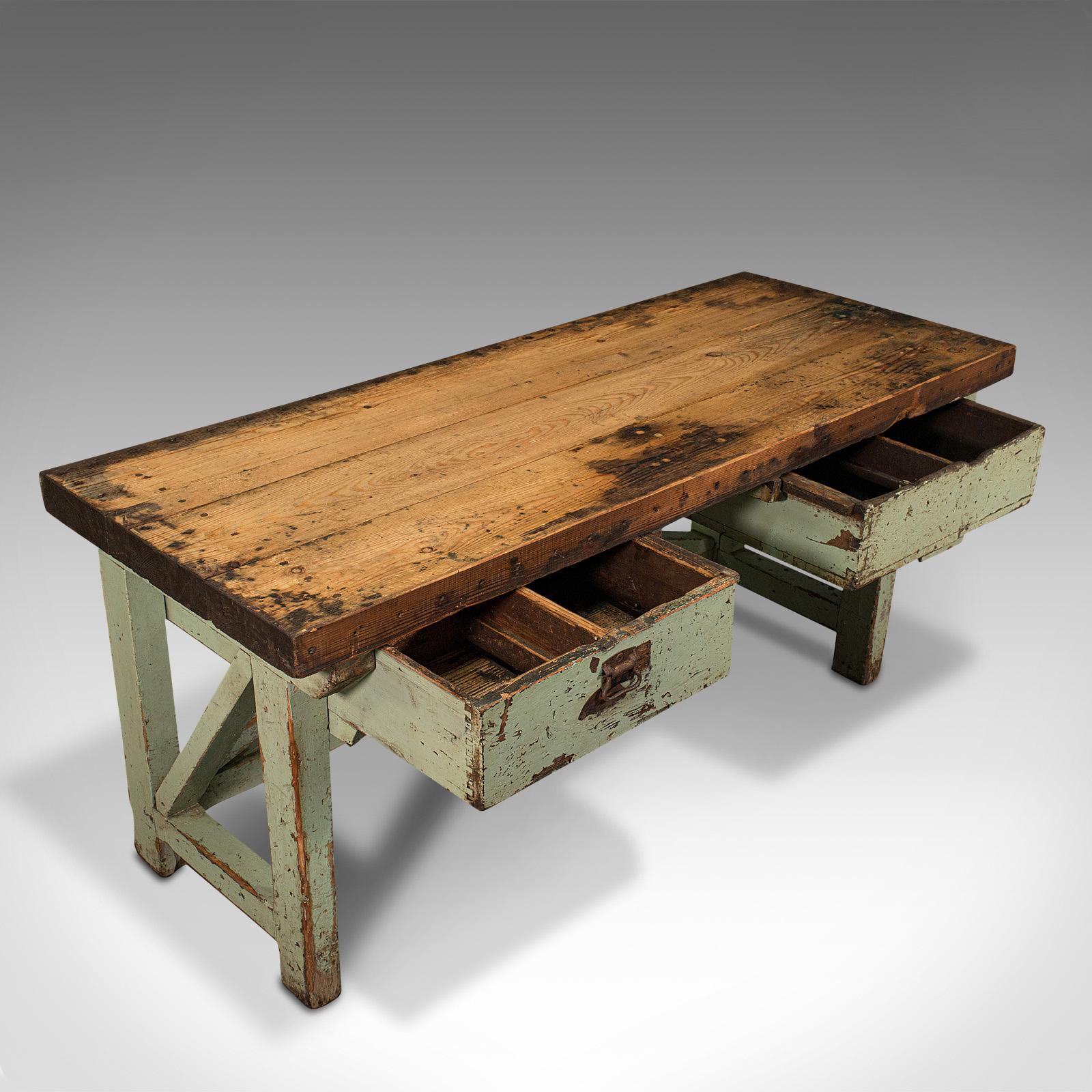 Large Antique Silversmith's Table, English, Pine, Industrial, Bench ...