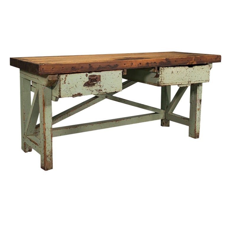 Large Antique Silversmith''s Table, English, Pine, Industrial, Bench ...