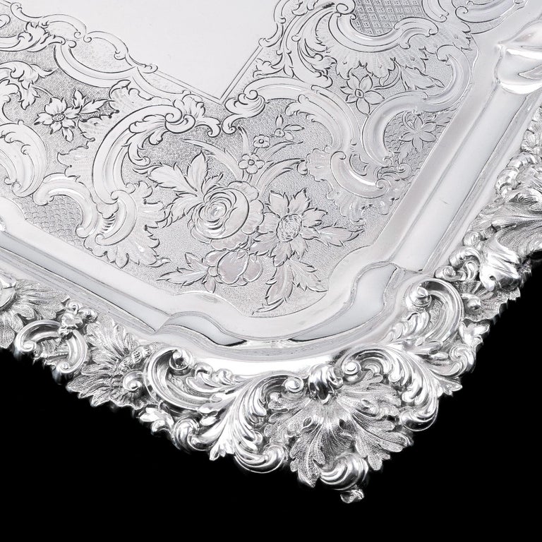 Large Antique Solid Silver Georgian Tray / Salver William Marshall ...