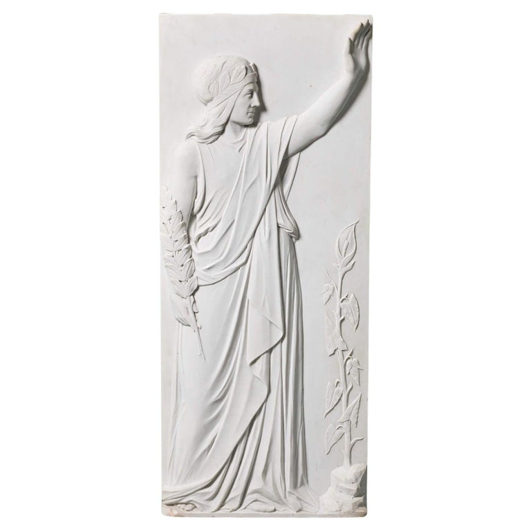 Large Antique Statuary Marble Plaque of a Classical Figure For Sale at ...