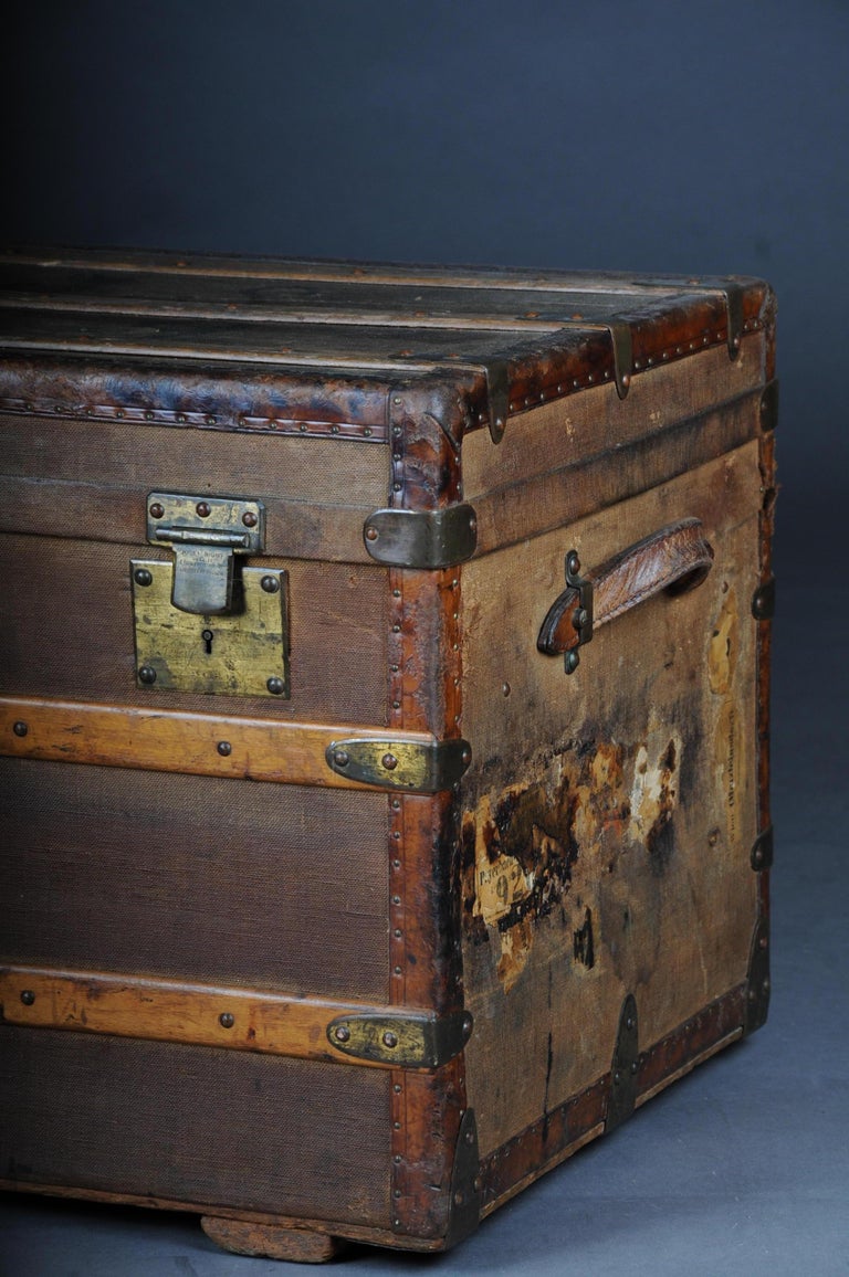 Large Antique Steamer Trunk, Brown circa 1870 Josef Nigst, Vienna For ...