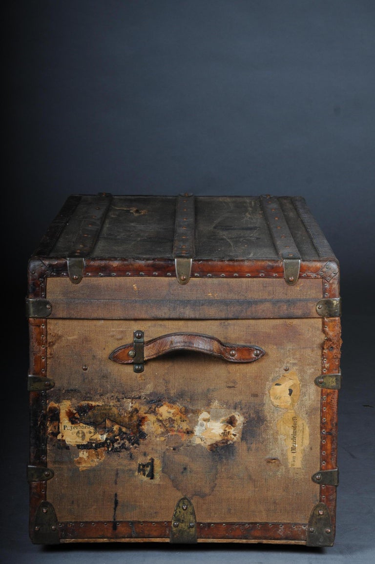 Large Antique Steamer Trunk, Brown circa 1870 Josef Nigst, Vienna at ...