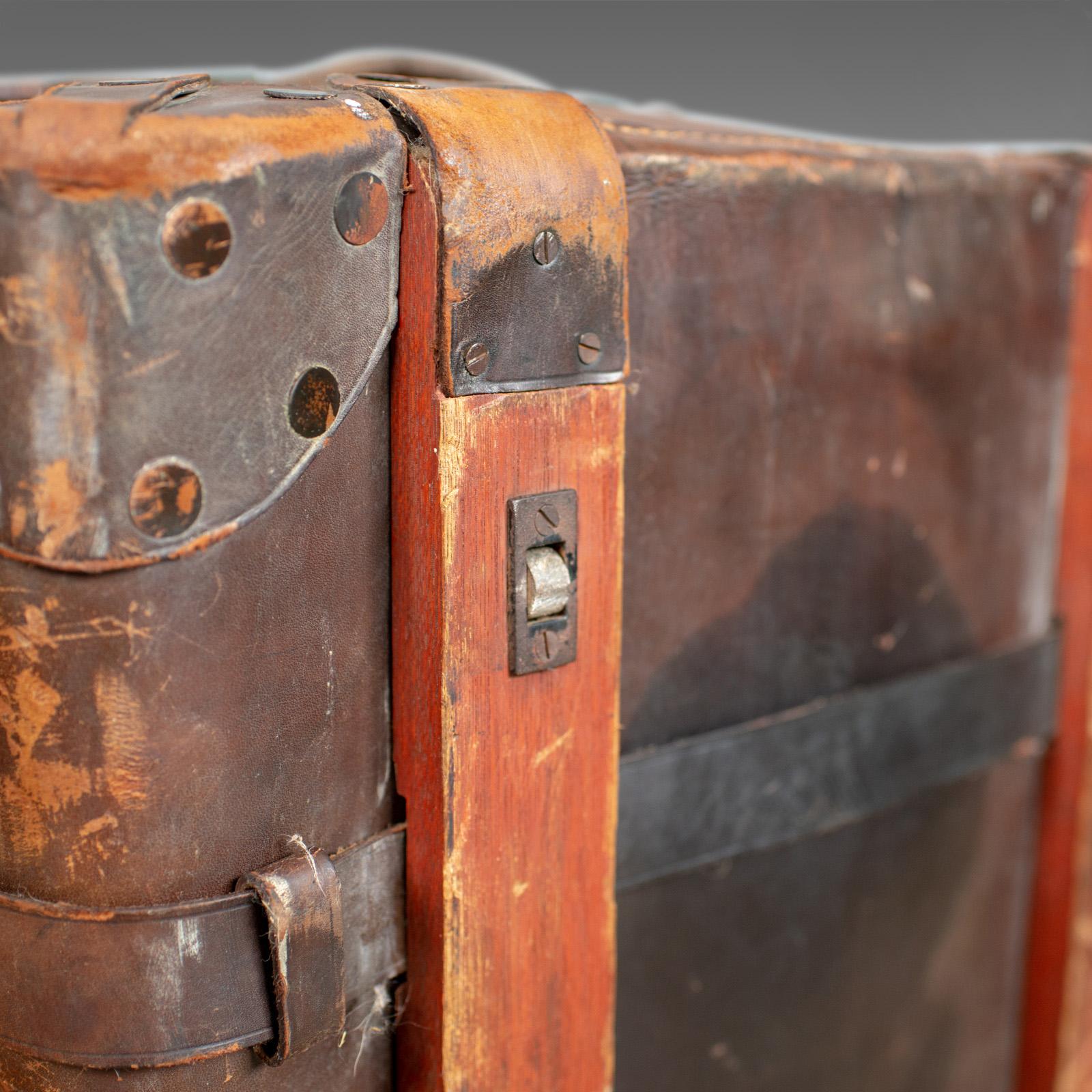 Large Antique Steamer Trunk, English, Edwardian, Leather, Travel Case ...