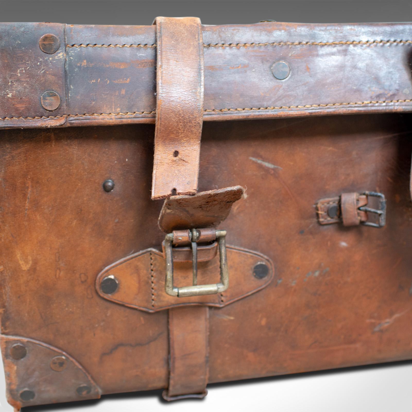 Large Antique Steamer Trunk, English, Edwardian, Leather, Travel Case ...