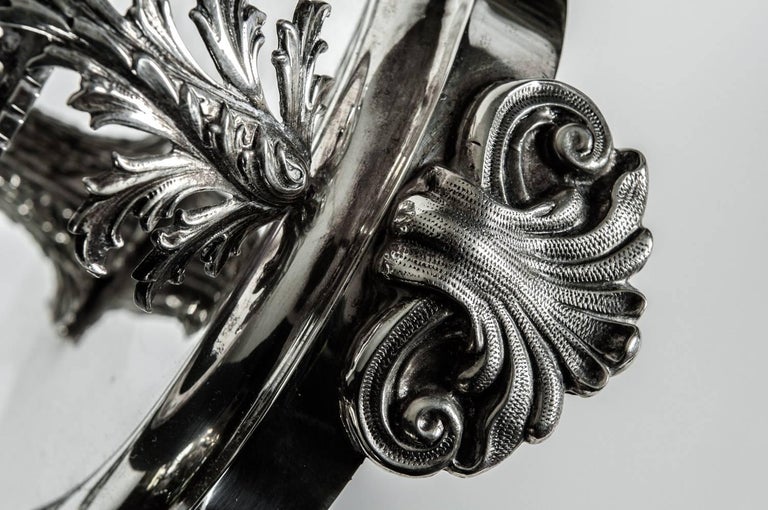 Large Antique Sterling Silver Trefoil Form Three Bottles Decanters For ...