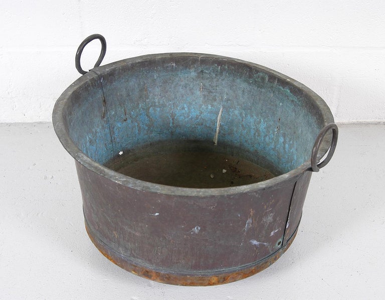 Large Antique Swedish Copper verdigris Wash Tub Pot Cauldron Urn Garden ...