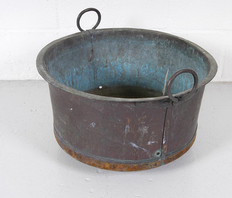 Large Antique Swedish Copper verdigris Wash Tub Pot Cauldron Urn Garden ...