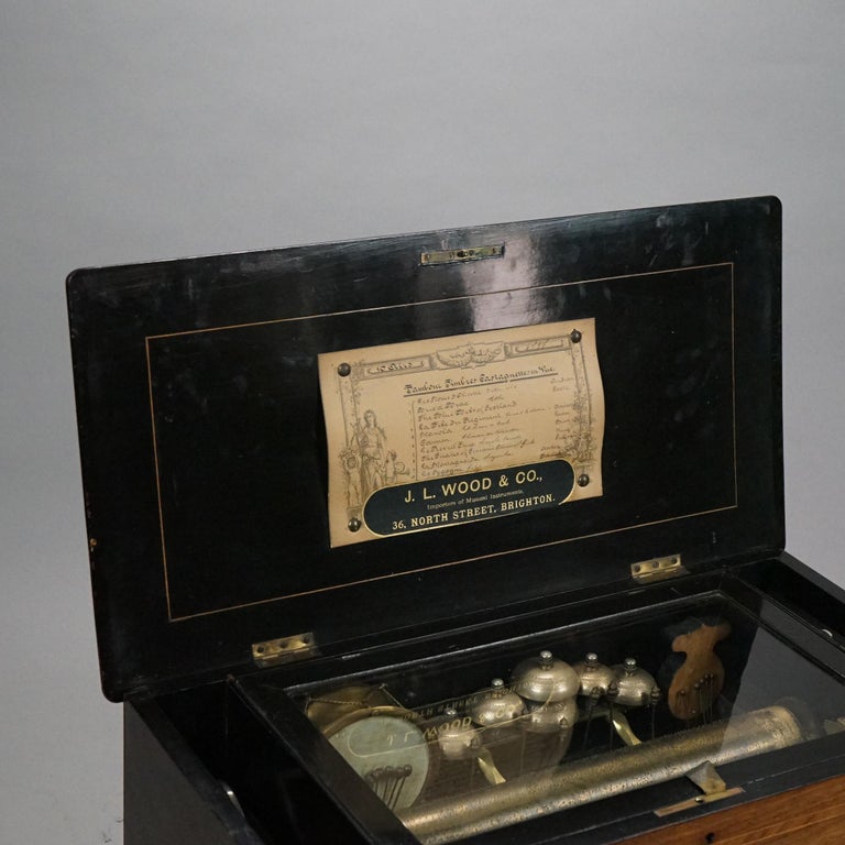 Large Antique Swiss Ten-Tune Rosewood and Satinwood Inlay Music Box ...