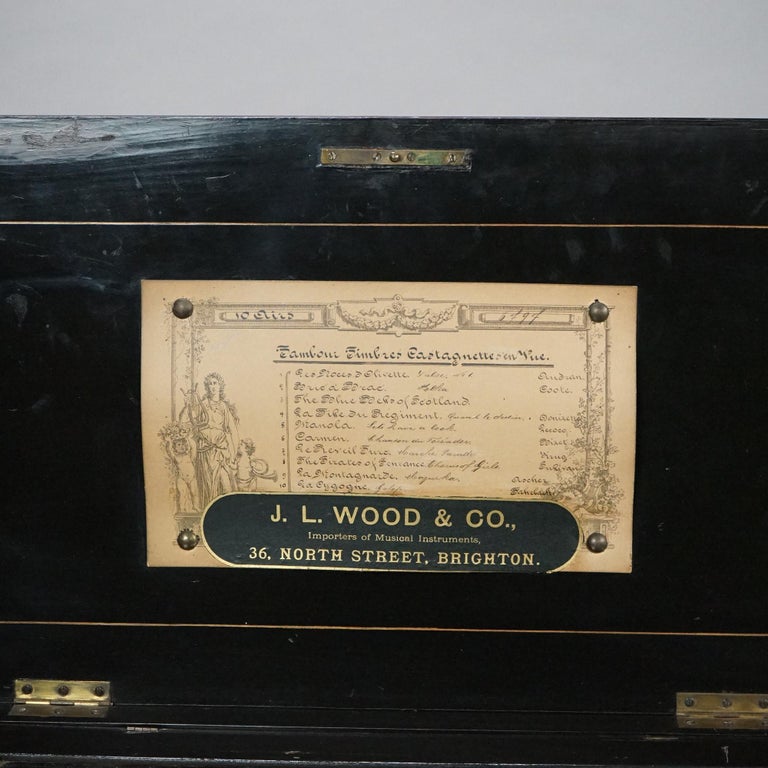 Large Antique Swiss Ten-Tune Rosewood and Satinwood Inlay Music Box ...