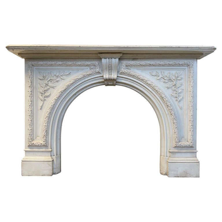 Large Antique Victorian Arched White Statuary Marble Surround For Sale ...