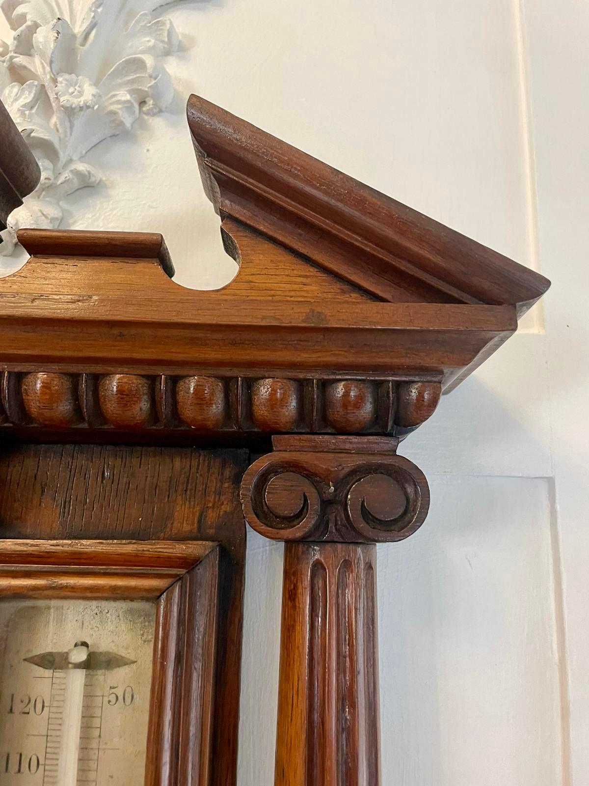 Large Antique Victorian Carved Oak Thermometer For Sale at 1stDibs